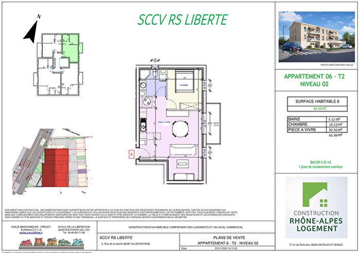 Appartement à vendre - Villefontaine, Servenoble - 2 pièces - 1 chambre
