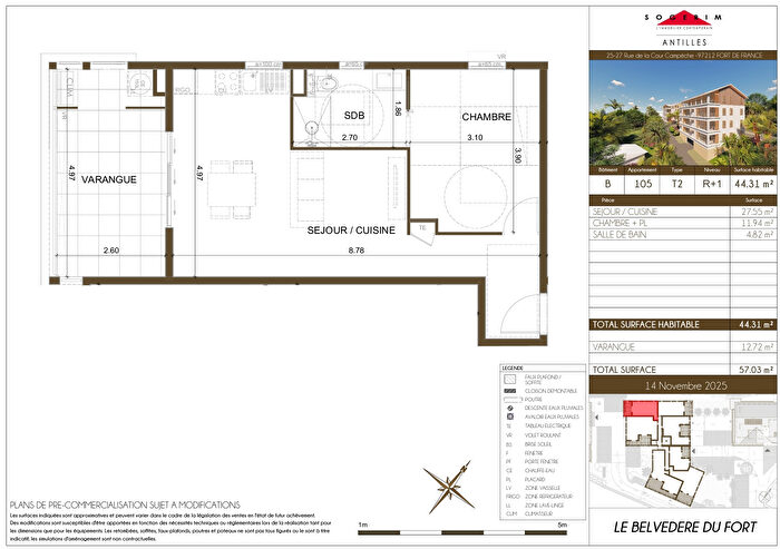 Fort-de-France : Appartement 2 pièces à vendre