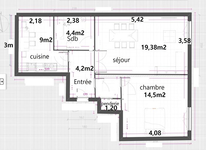 Appartement à vendre - Amiens, Saint-Roch, Saint-Jacques - 2 pièces - 1 chambre