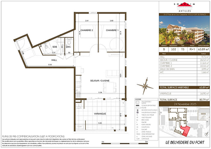 Appartement 3 pièces à Fort-de-France, à vendre