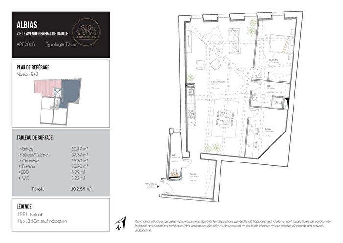 Appartement à louer - Albias - 2 pièces - 1 chambre