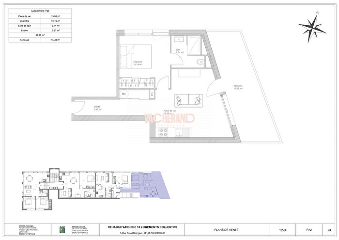 Appartement à vendre - Dunkerque - 2 pièces - 1 chambre