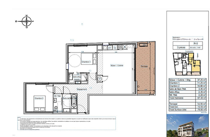 Appartement à vendre - Antibes, Antibes-les-Pins, Trianon, Le Fournel, Peyregoue - 3 pièces - 2 chambres