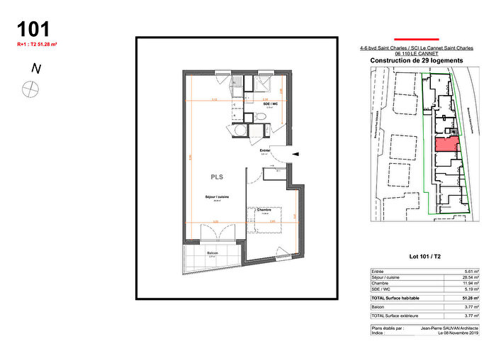 Appartement à vendre - Le Cannet, Bas Cannet - 2 pièces - 1 chambre