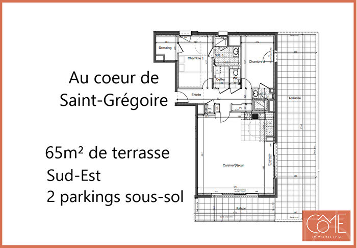 Appartement à vendre - Saint-Grégoire - 4 pièces - 2 chambres