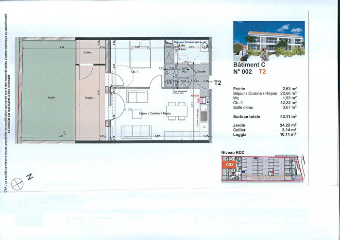 Appartement à vendre - Saujon - 2 pièces - 1 chambre