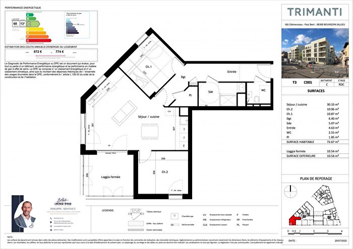 Appartement à vendre - Bourgoin-Jallieu, Centre-ville, Pont Saint-Michel - 3 pièces - 2 chambres