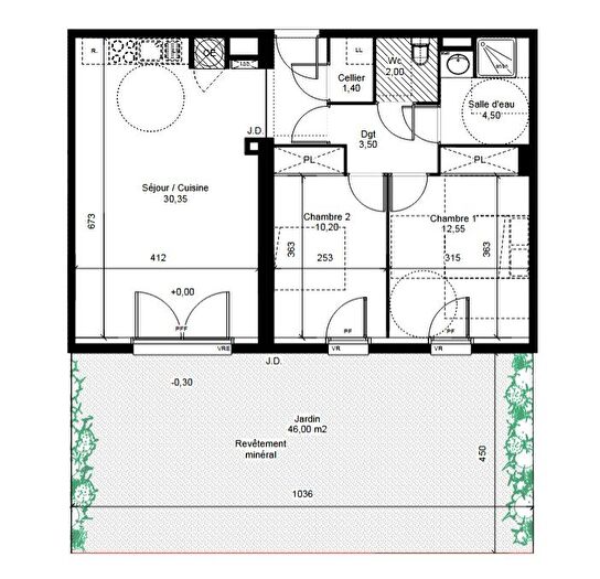 Appartement à vendre - Vendargues - 3 pièces - 2 chambres