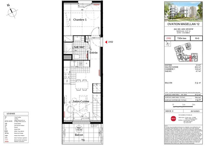 Colombes, Stade : Appartement 3 pièces à louer