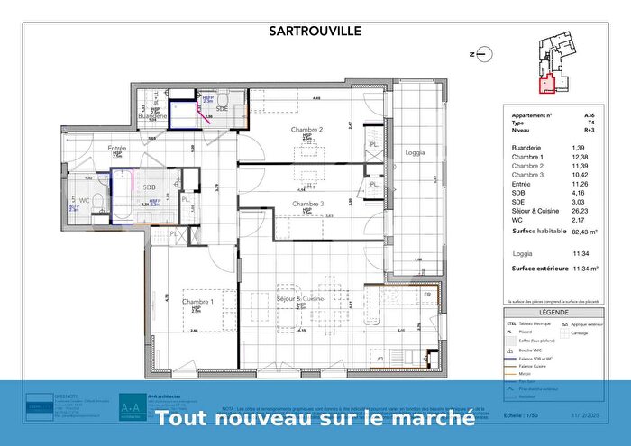 Appartement 4 pièces à Sartrouville, Parc d'activités des Sureaux, à louer
