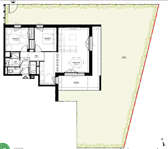 Appartement à vendre - Idron - 3 pièces - 2 chambres