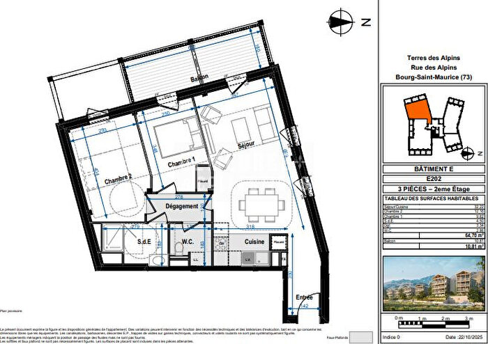 Appartement à vendre - Bourg-Saint-Maurice, Bourg-Saint-Maurice - 3 pièces - 2 chambres