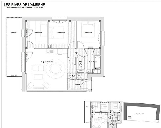 Appartement à vendre - Riom, Gare, Dagneaux, Moulin dEau, Planchepaleuil, Le Marais - 4 pièces - 3 chambres