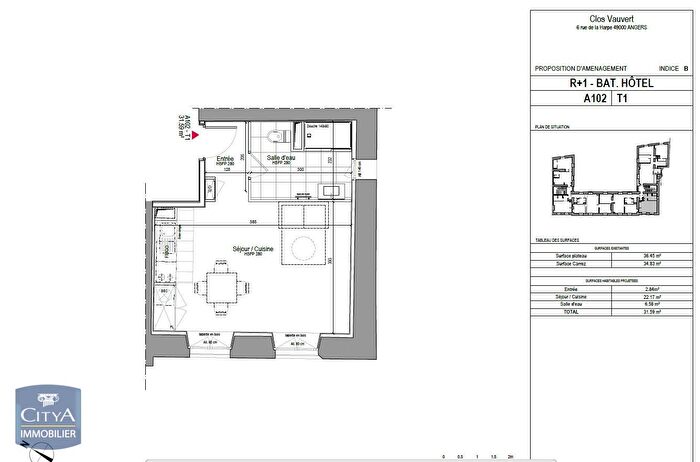 Appartement à louer - Angers, Doutre, Saint-Jacques - 1 pièce