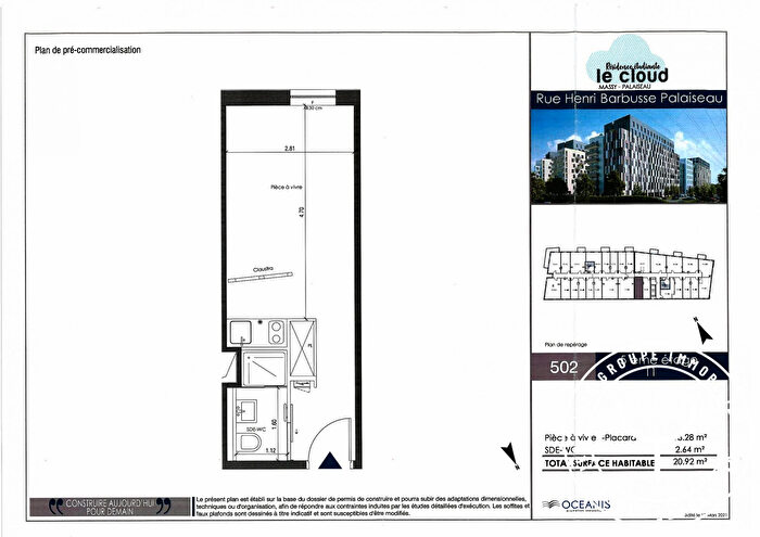 Appartement 1 pièce à Palaiseau, Est, à louer