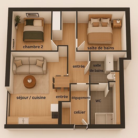 Appartement à vendre - Saint-André-de-Cubzac - 3 pièces - 2 chambres