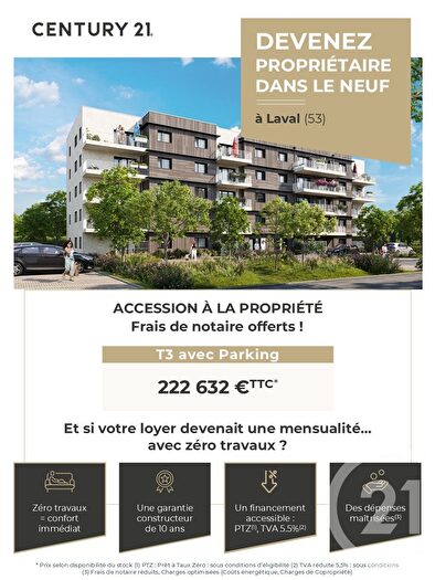 Appartement à vendre - Laval, Le Bourny - 4 pièces - 2 chambres