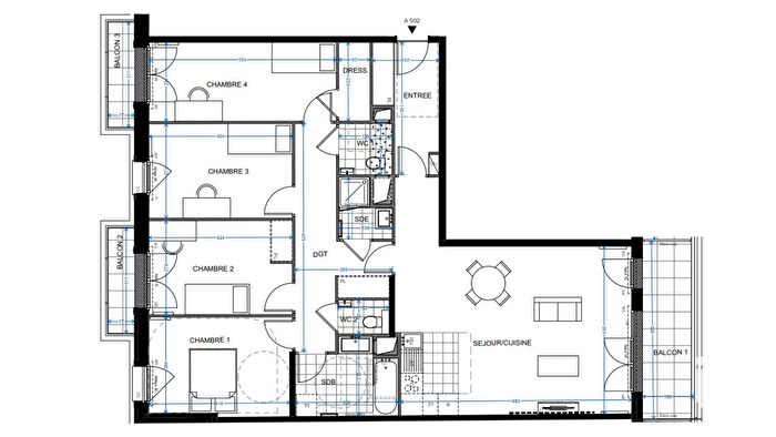 Appartement à vendre - Levallois-Perret, Front de Neuilly - 5 pièces - 4 chambres