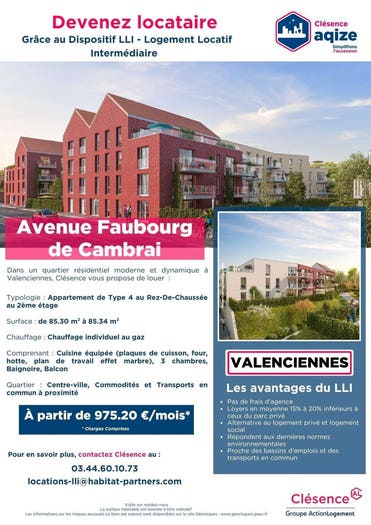 Appartement 4 pièces à louer - Faubourg Saint Catherine-Faubourg de Paris-Le Vignole, Valenciennes