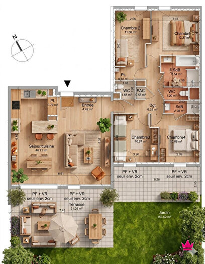 Appartement à vendre - Vif - 5 pièces - 4 chambres