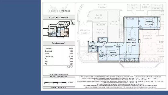 Appartement à vendre - Jard-sur-Mer - 2 pièces - 2 chambres