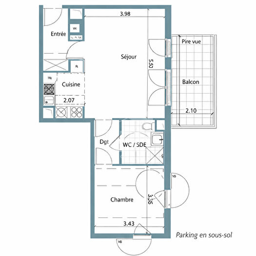 Appartement 2 pièces à vendre à Guyancourt, Le Pont du Routoir