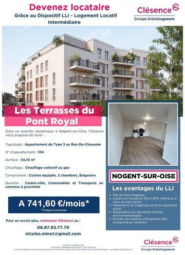 Appartement 3 pièces à louer - Carnot, Nogent-sur-Oise