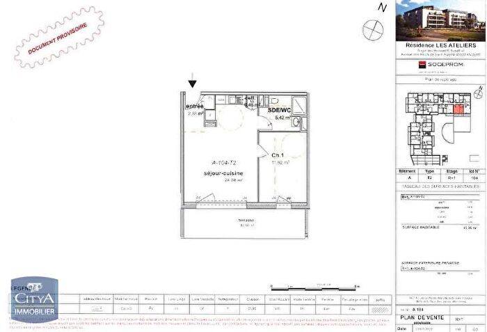 Appartement à louer - Angers, Les Hauts de Saint-Aubin - 2 pièces - 1 chambre