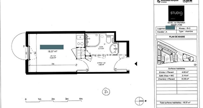 Appartement 1 pièce à vendre à Lyon 9ème, Vaise, Rochecardon