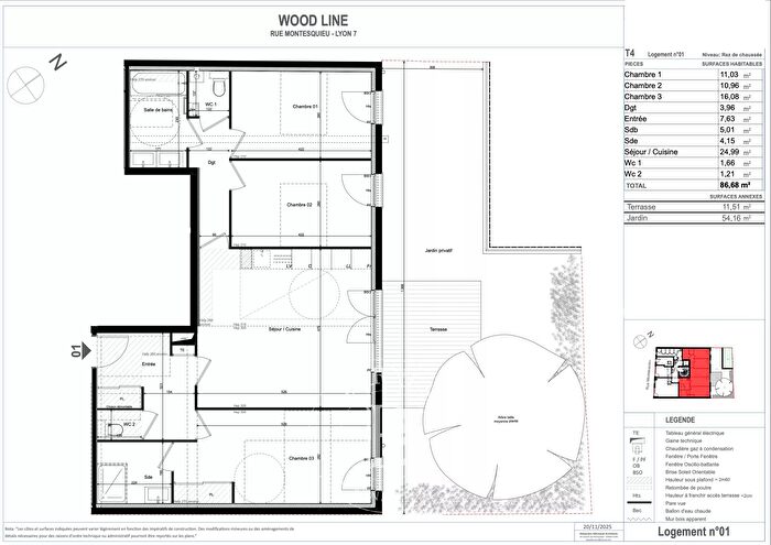 Appartement à vendre - Lyon e , Guillotière - 4 pièces - 3 chambres