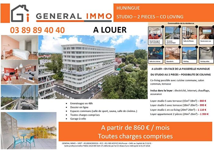 Huningue : Appartement 1 pièce à louer