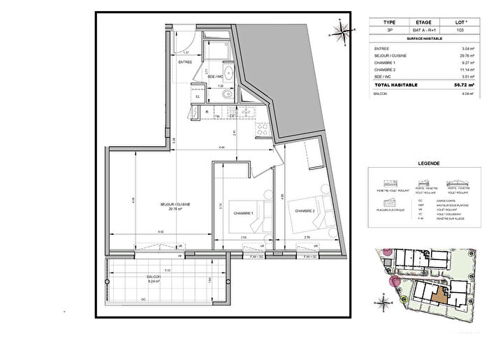 Appartement à vendre - Cannes, Croix des Gardes - 3 pièces - 2 chambres