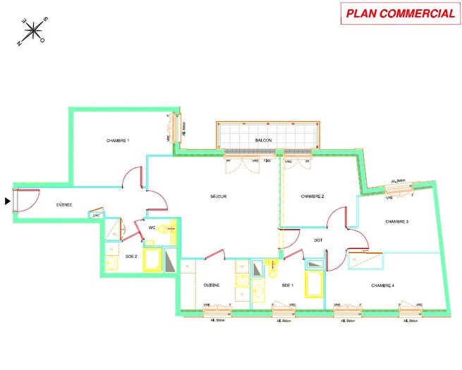Appartement à vendre - Puteaux, Lorilleux - 5 pièces - 4 chambres