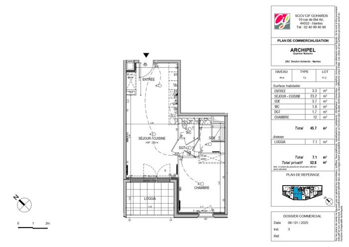 Nantes, Doulon, Bottières, Toutes Aides, Le Grand Blottereau - Appartement 2 pièces à vendre