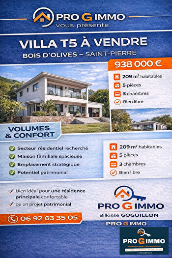 Maison à vendre - Saint-Pierre, Bois dOlive - 5 pièces - 3 chambres