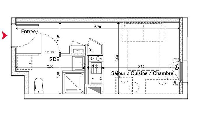 Appartement à vendre - La Roche-sur-Yon, Pentagone, Pont-Morineau - 1 pièce
