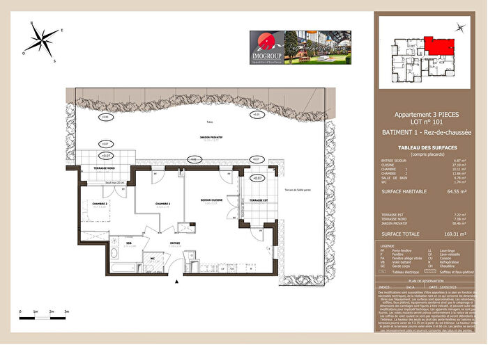 Appartement à vendre - Thonon-les-Bains, Est - 3 pièces - 2 chambres