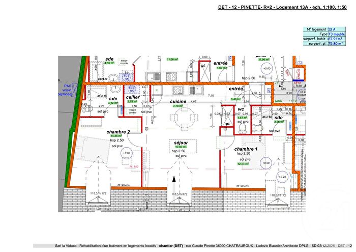 Appartement à louer - Châteauroux, Centre-ville, Les Marins - 3 pièces - 2 chambres