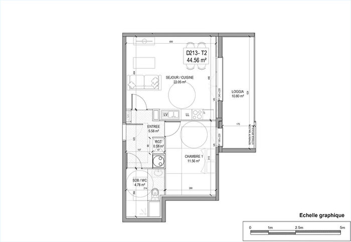 Appartement à vendre - Wambrechies - 2 pièces - 1 chambre