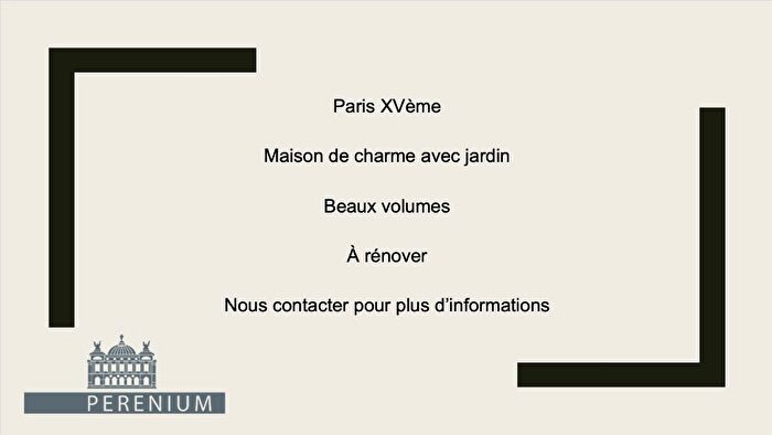 Maison à vendre - Paris e , Vaugirard, Parc des Expositions - 7 pièces - 5 chambres