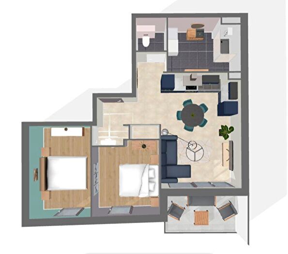 Appartement à vendre - Clouange - 3 pièces - 2 chambres