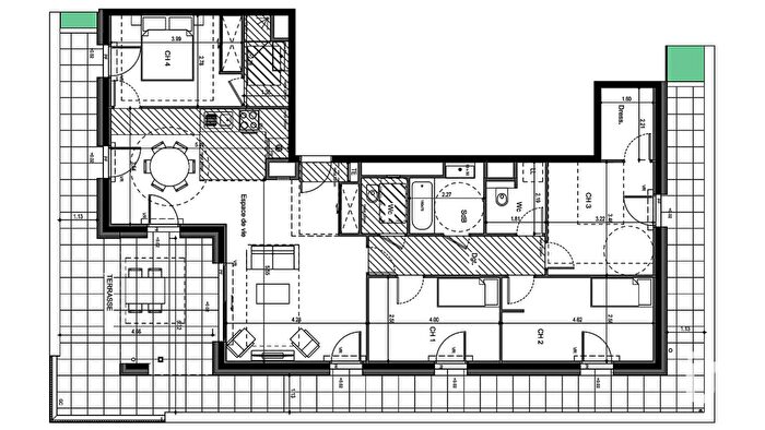 Appartement à vendre - Ville-la-Grand - 5 pièces - 4 chambres