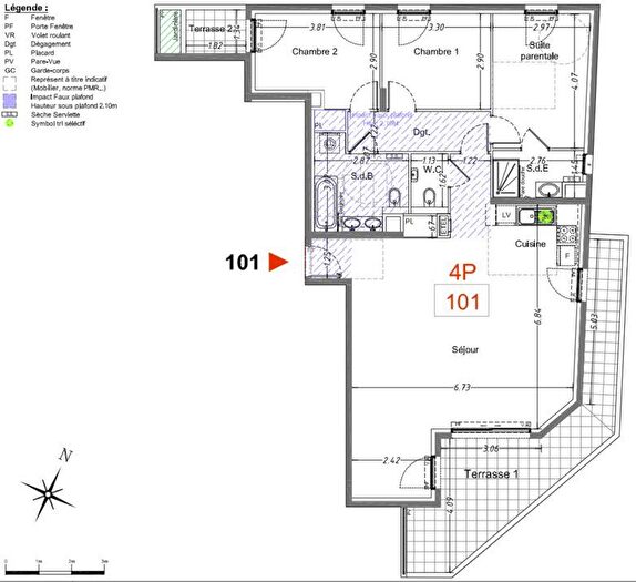 Appartement à vendre - Cagnes-sur-Mer, Saint-Roman, Lautin - 4 pièces - 3 chambres