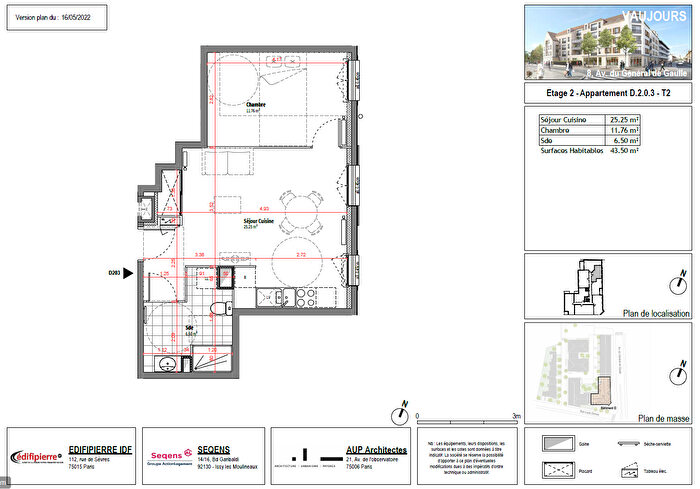 Appartement à louer - Bagnolet, La Noue - 2 pièces - 1 chambre