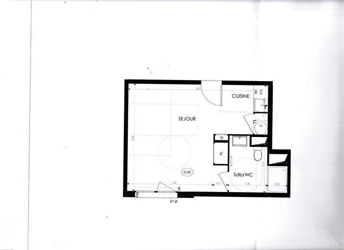 Appartement à louer - Dijon, Montmuzard - 1 pièce