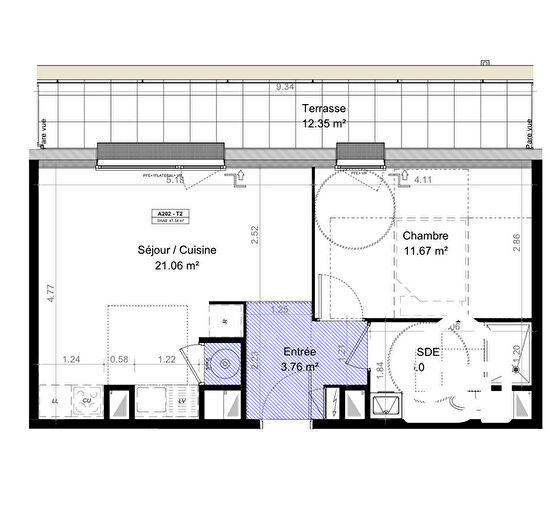 Appartement à vendre - Carpiquet - 2 pièces - 1 chambre