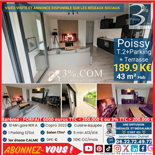 Poissy, La Coudraie : Appartement 2 pièces à vendre