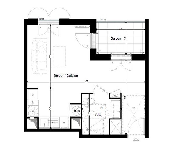 Thiverval-Grignon - Appartement 1 pièce à vendre