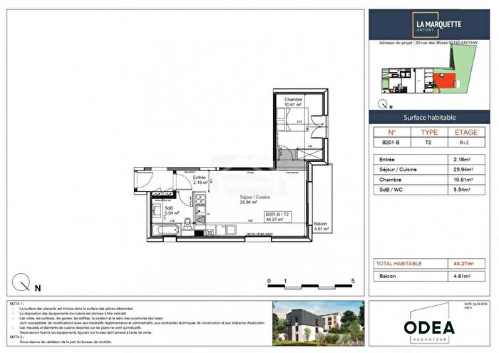 Appartement à vendre - Antony, Baconnets - 2 pièces - 1 chambre