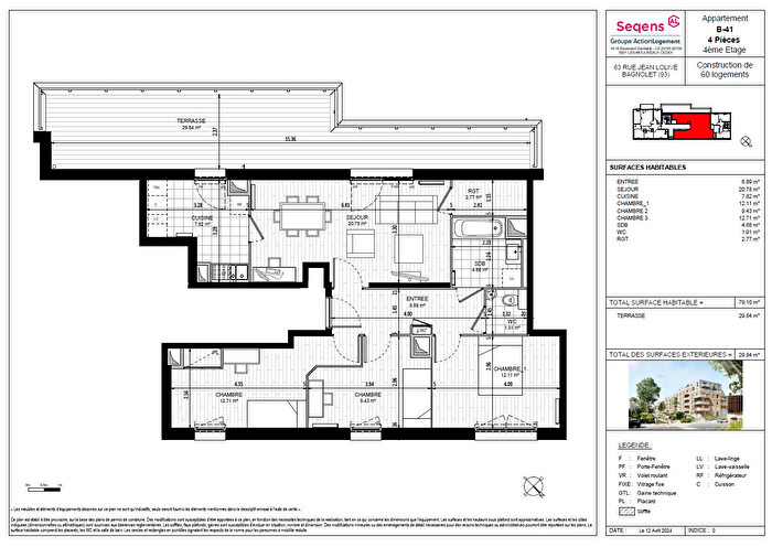 Bagnolet, La Noue - Appartement 4 pièces à louer